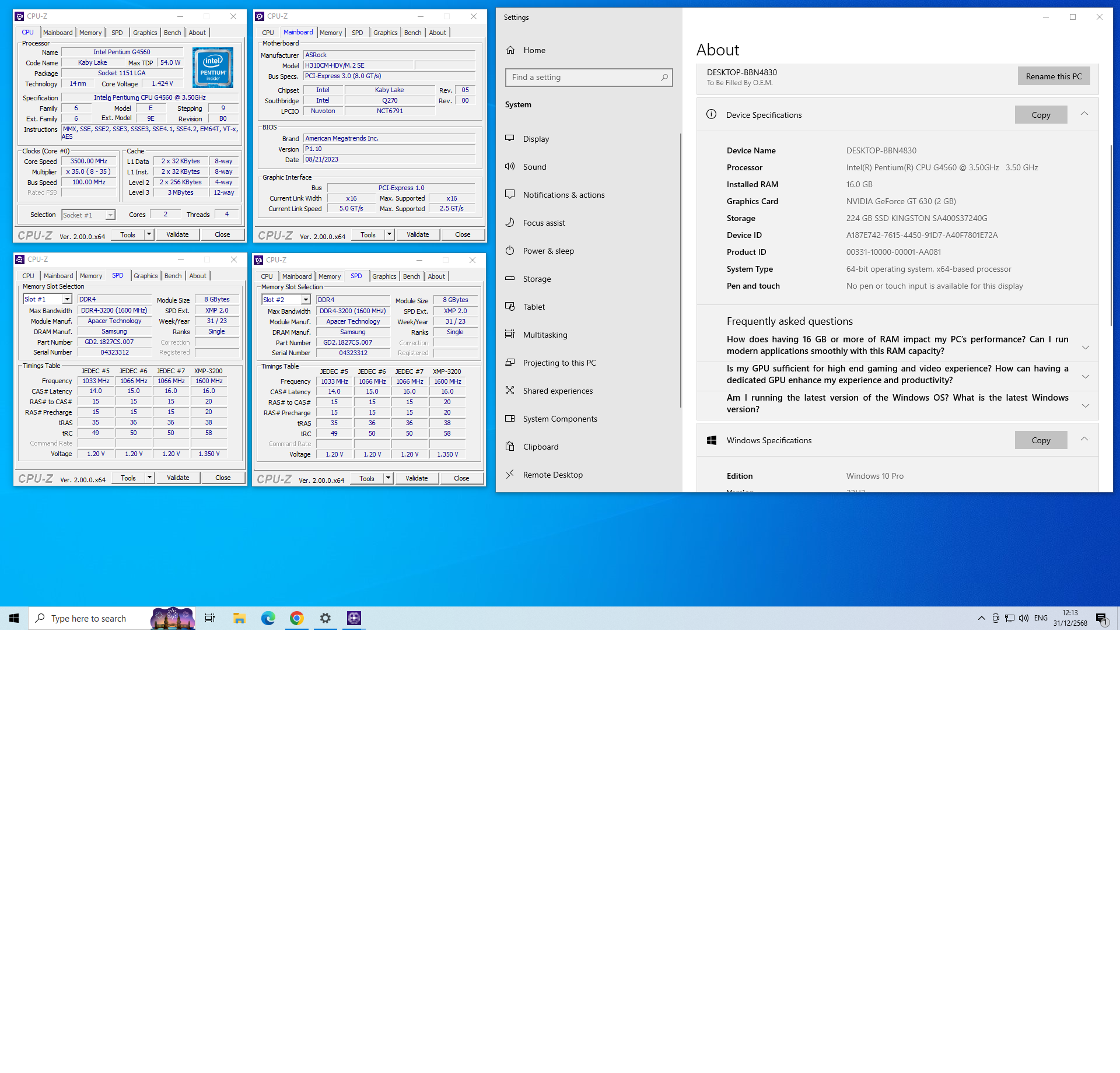 RAM DDr4 (3200) 16GB (8*2) Apacer PANTHER GOLDEN ประกัน Lt ...