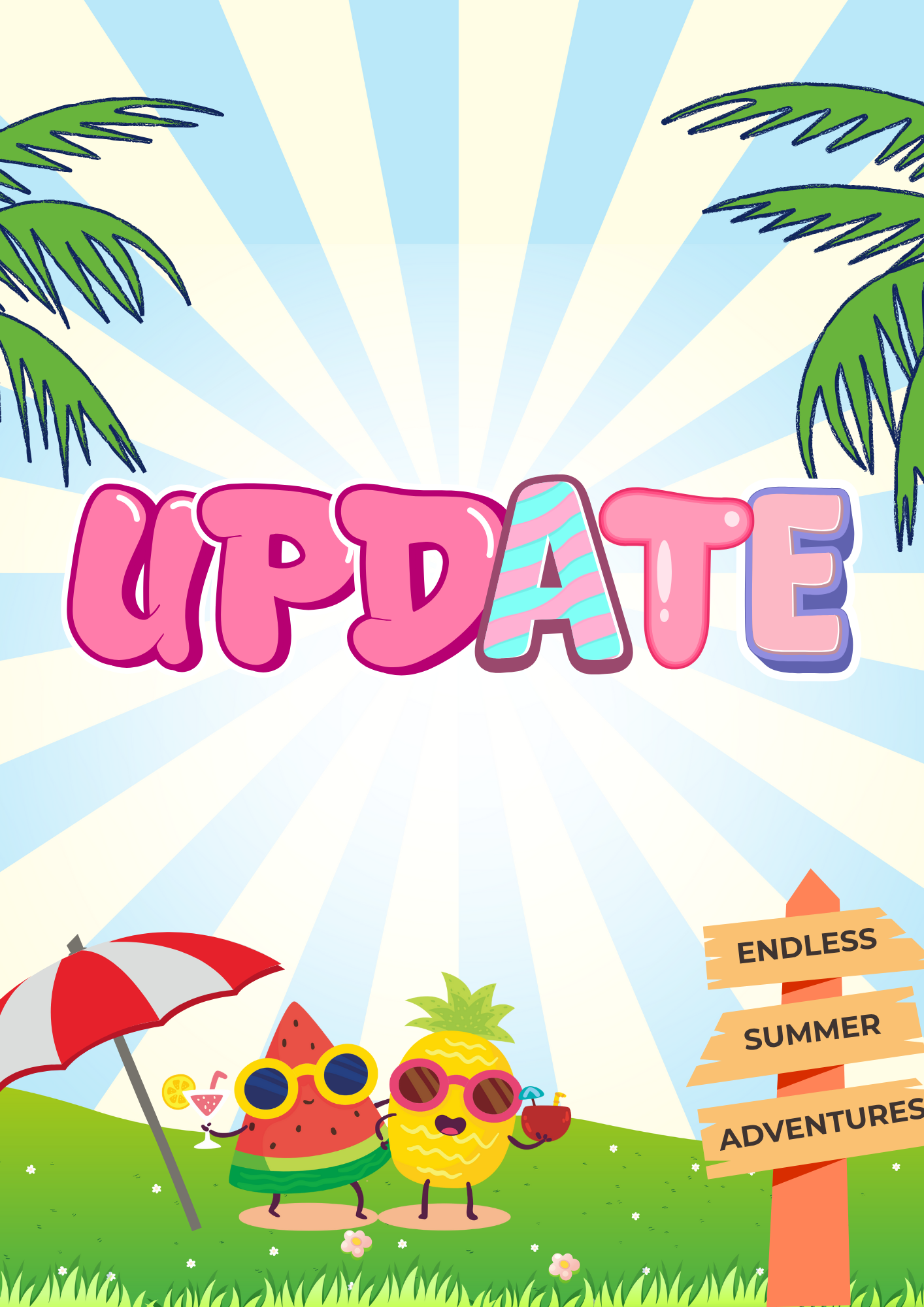 Colorful Illustrative Summer Cover Page A4 Document - pic.in.th